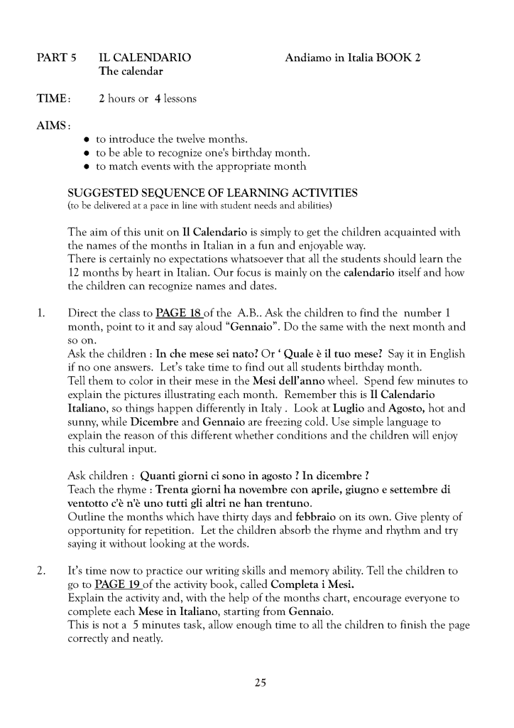 Andiamo in Italia : Book 2 Teacher’s Manual